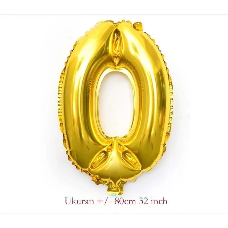 Jual Balon foil angka jumbo 0 - 9 gold uk 80cm 32 inch ( 1 pcs ...