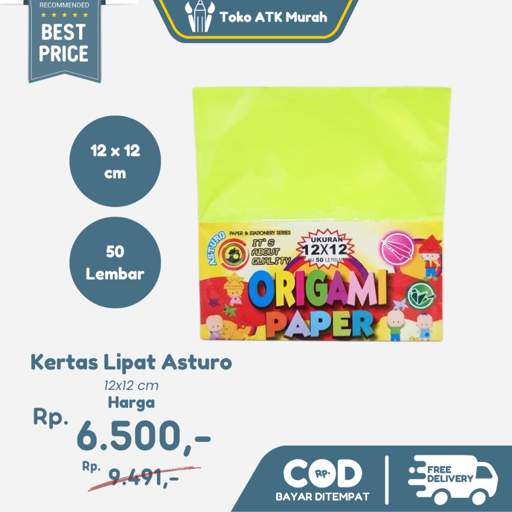 Jual Kertas Lipat Origami Asturo 12 x 12 cm isi 50 lembar | Shopee ...