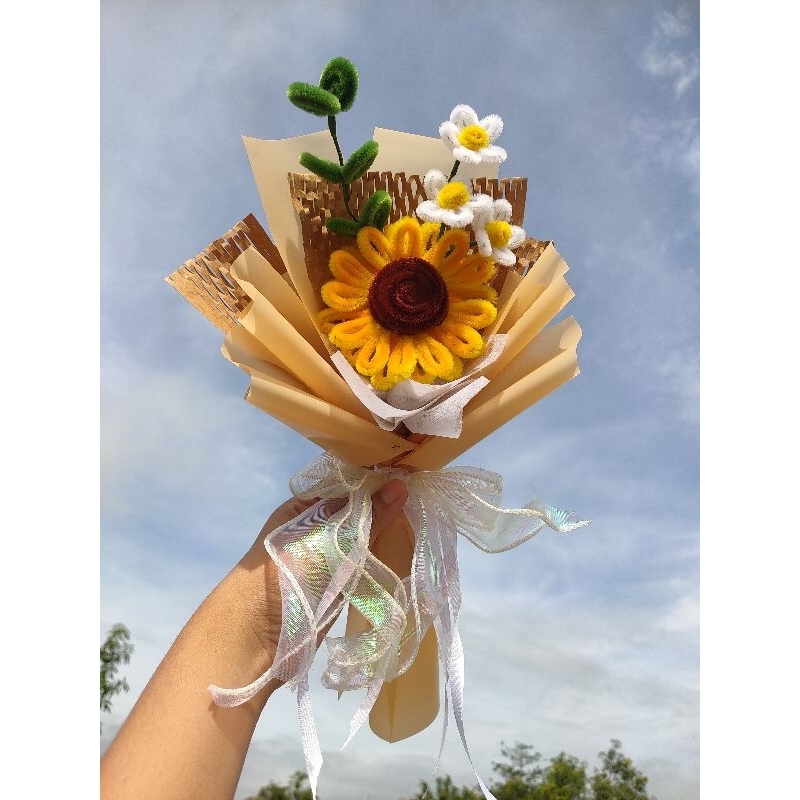 Jual BUKET BUNGA MATAHARI KAWAT BULU | SUNFLOWER PIPE CLEANER | BUKET ...