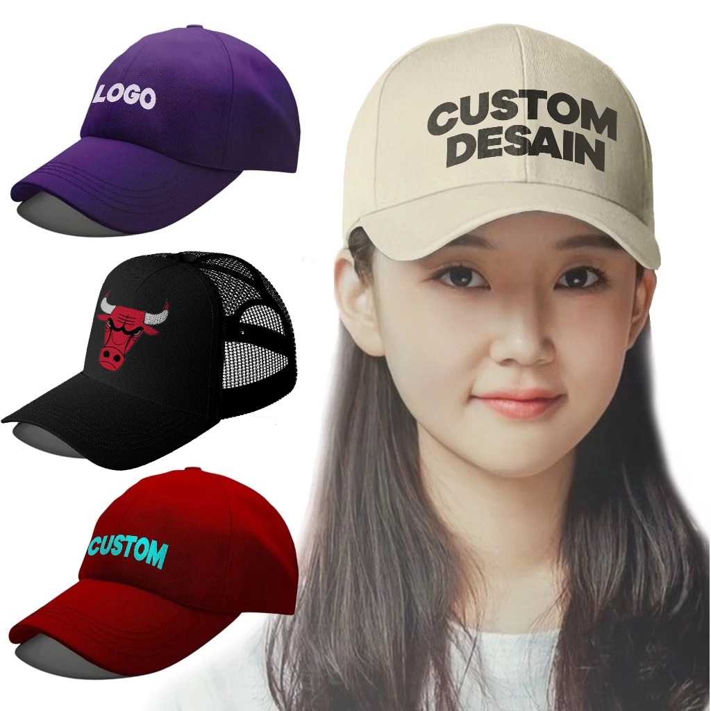 Jual Topi Custom Logo | Custom Sablon Desain Logo Dan Text | Shopee ...