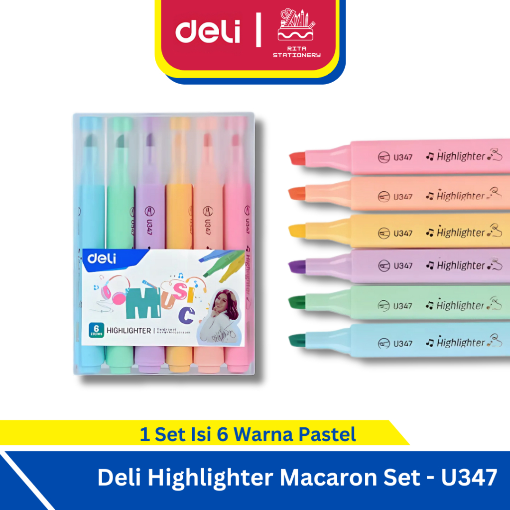 Jual Deli Highlighter 1 set Isi 6 Warna Pastel / Stabilo penanda- CU347 ...