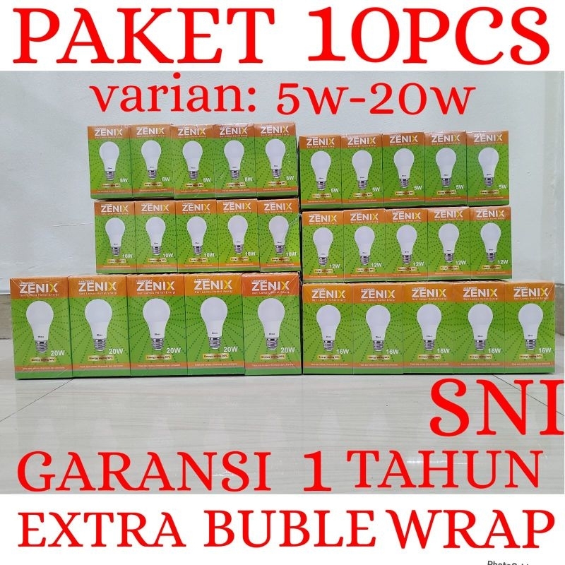 Jual BOHLAM LED / LAMPU LED GARANSI 1 TAHUN ZENIX 5W-20W PAKET 10 PCS | Shopee Indonesia