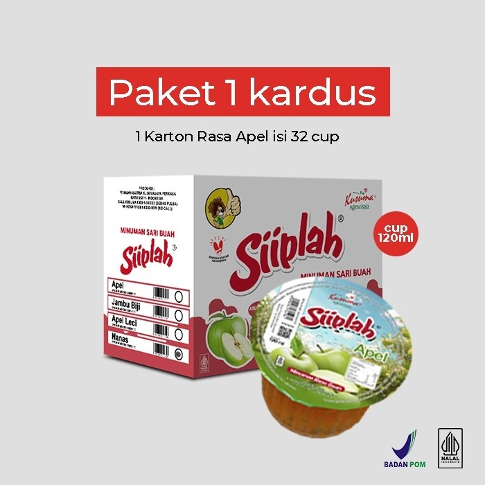 Jual Siiplah Minuman Sari Buah Rasa Apel Cup 120ml - Paket 1 Karton ...