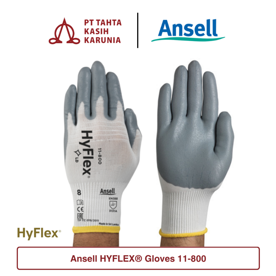 Jual Ansell HYFLEX Gloves 11-800 Industrial Safety PPE Foam Nitrile ...