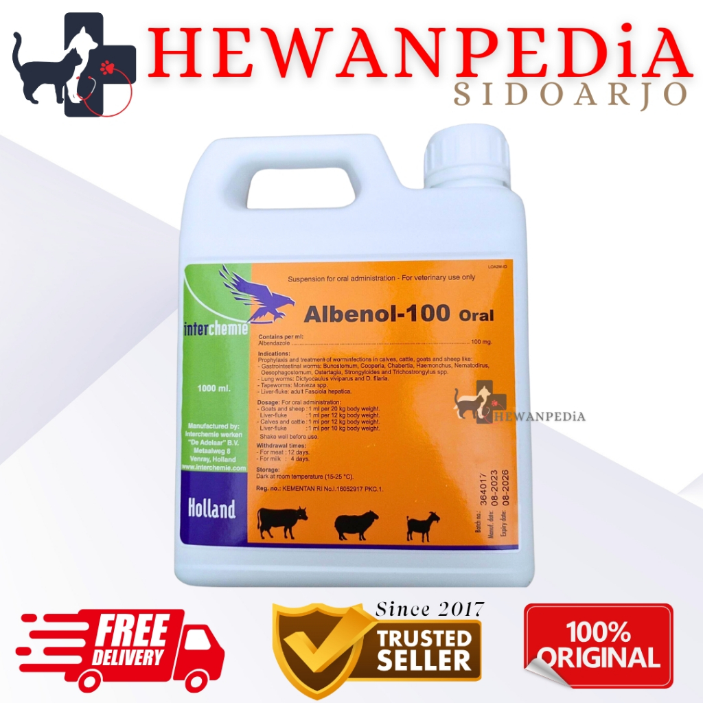 Jual ALBENOL 100 1 Liter Hewanpedia - Obat Cacing Minum Ternak Sapi ...