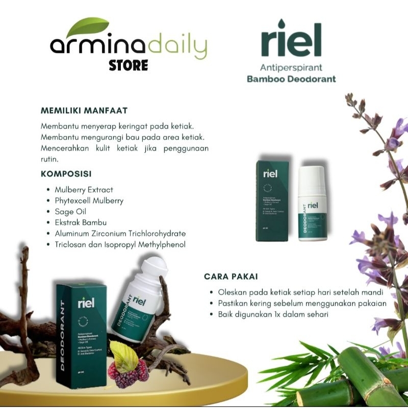 Jual RIEL DEODORANT Antiperspirant Bamboo arminadaily armina daily | Shopee Indonesia