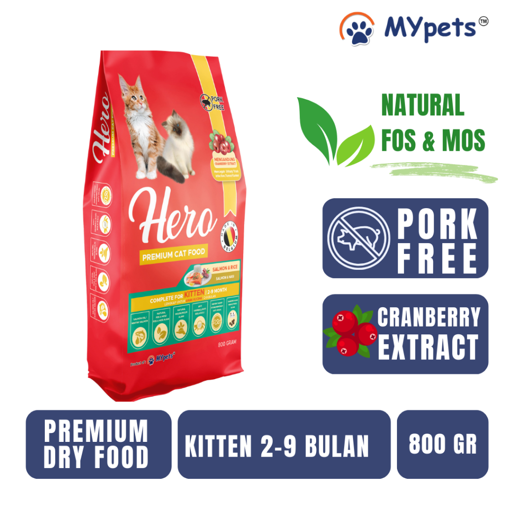 Jual Hero cat kitten salmon & rice | dry food | makanan kucing 800 gr ...