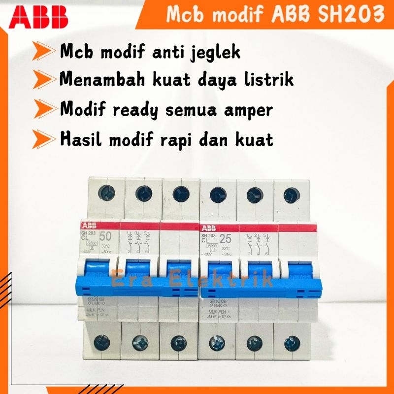 Jual Mcb modif ABB SH203 3phase mcb modif PLN ABB SH203 anti jeglek 4a 6a 10a 16a 20a 25a 35a ...