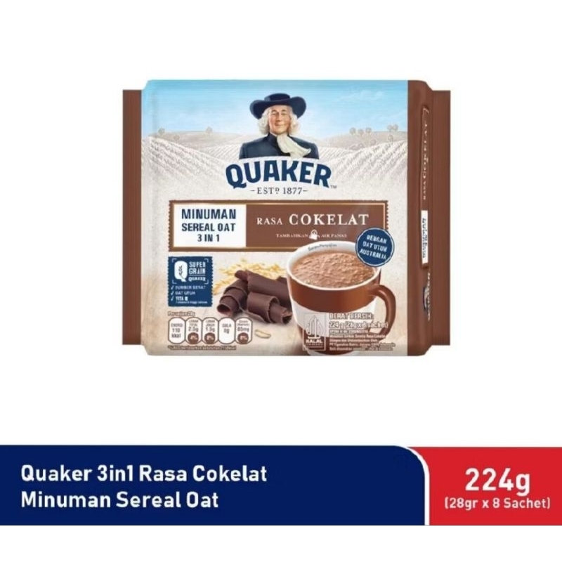 Jual Quaker oat 3 in 1 rasa coklat ( 8 sachet) | Shopee Indonesia