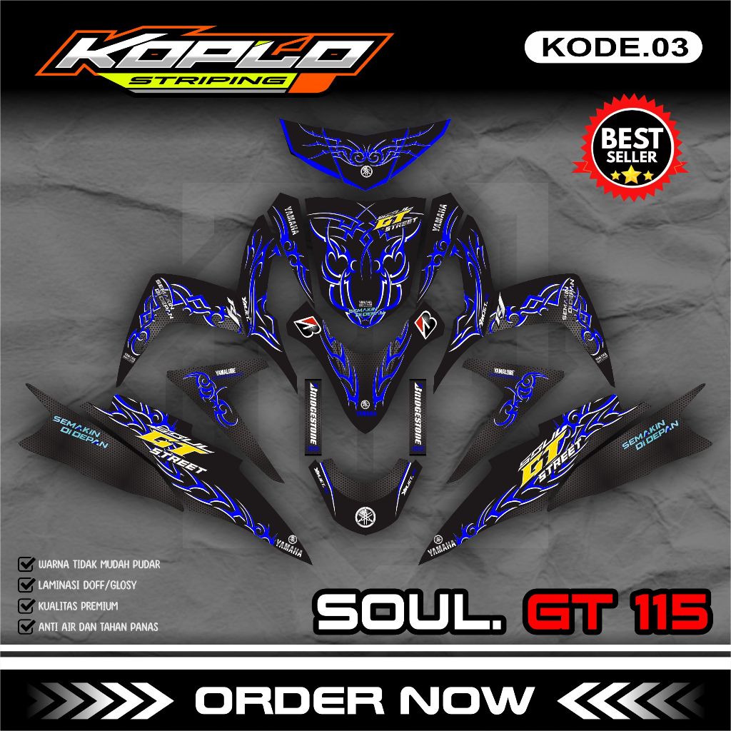 Jual Stiker Striping Decal Full Body Motor Yamaha SOUL GT 115 Premium Racing. KPL.03 | Shopee ...
