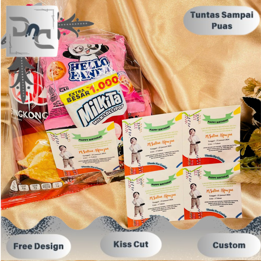 Jual 2-4 Stiker Ultah Anak Ulang Tahun Label Bentuk Kotak Sticker ...