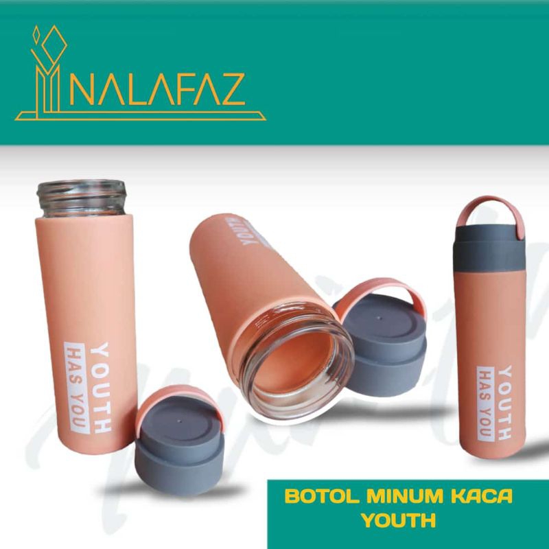Jual Nalafaz Botol Minum Kaca Youth glass / Botol YOUTH 450ml Botol ...