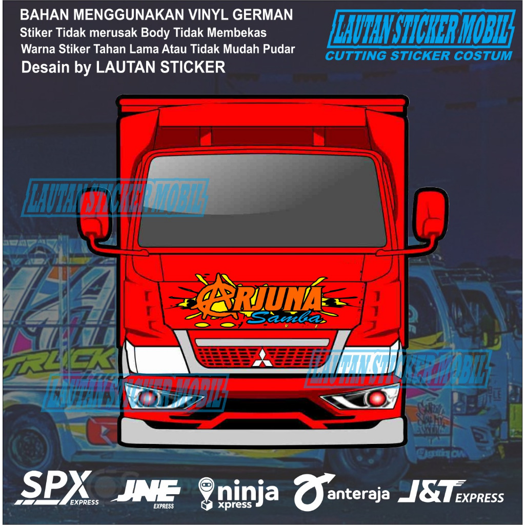 Jual cutting sticker kabin depan truk canter giga dyna hino ragasa elf ...