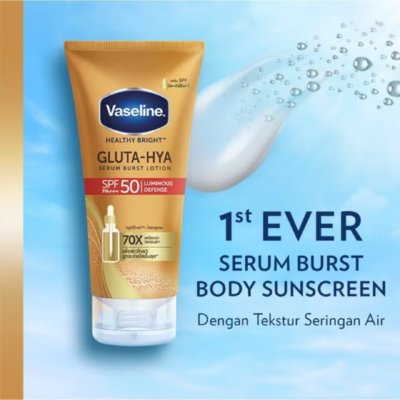 Jual [READY] Vaseline Healthy Bright Gluta Hya Serum Burst Sunscreen SPF 50 PA+++ Luminous ...