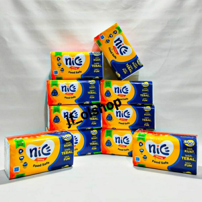Jual | PAKET ISI 10 | Tisu Tissue NICE Facial Soft Pack 500HELAI 2PLY ...
