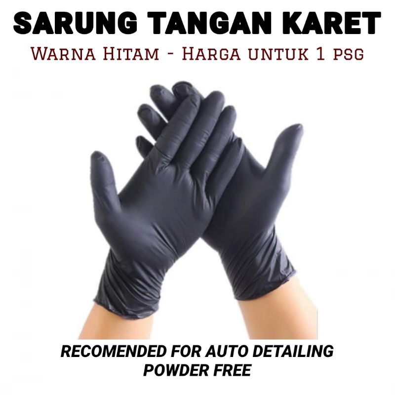 Jual Sarung Tangan Karet Nitrile Gloves Warna Hitam Hand Gloves ...