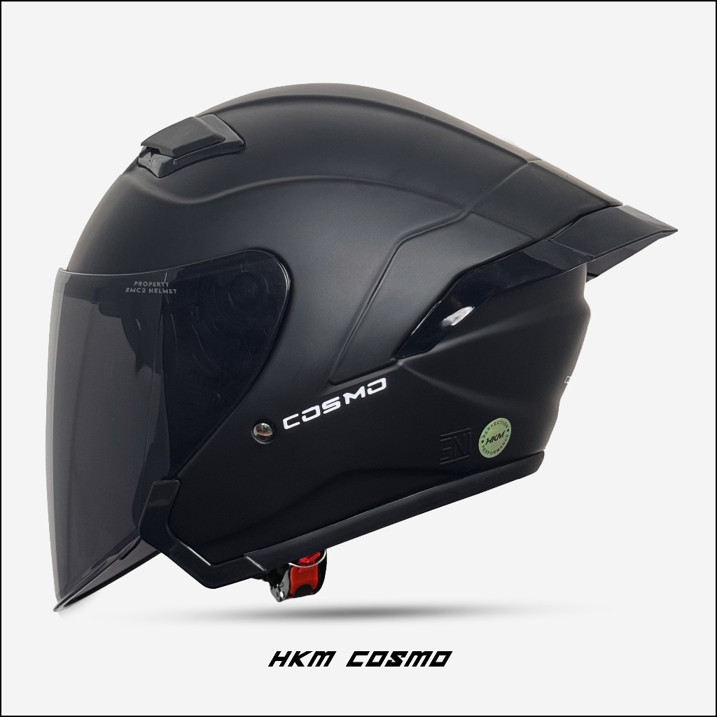 Jual Helm Half Face - MLA COSMO Hitam Dof Kaca Visor Smoke SNI | Shopee Indonesia