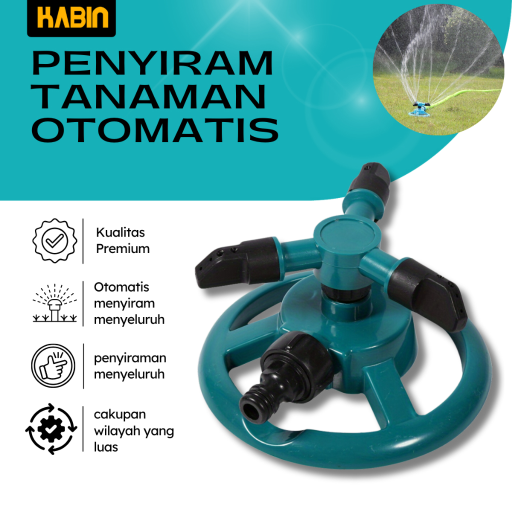 Jual Sprinkler 3 head air taman 360 derajat full set Penyiram Tanaman ...