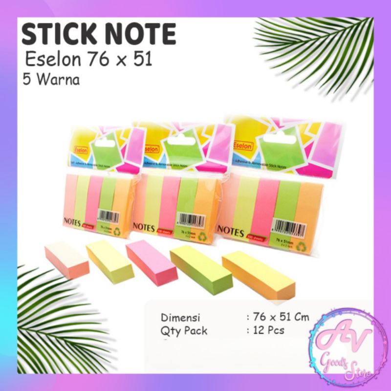 Jual STICK NOTE / STICKY NOTES ESELON 5 WARNA 76*51mm | Shopee Indonesia