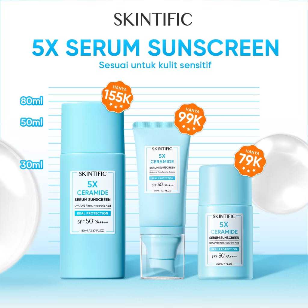 Jual Ready Sunscreen SKINTIFIC 5X Ceramide Serum SPF50 PA++++ 15 ml, 30 ...