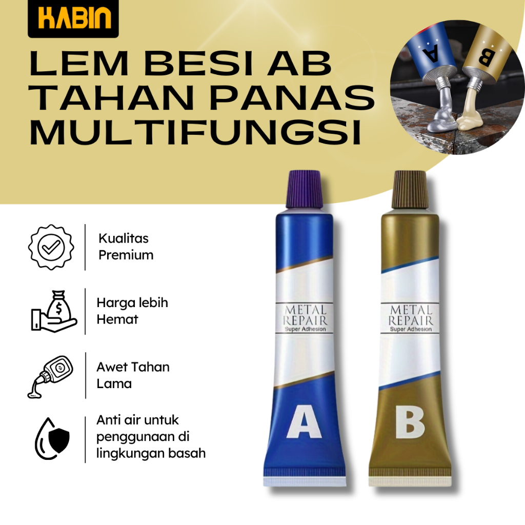 Jual Lem AB Epoxy Kuat Penambal Besi Steel Metal Radiator Anti Bocor ...