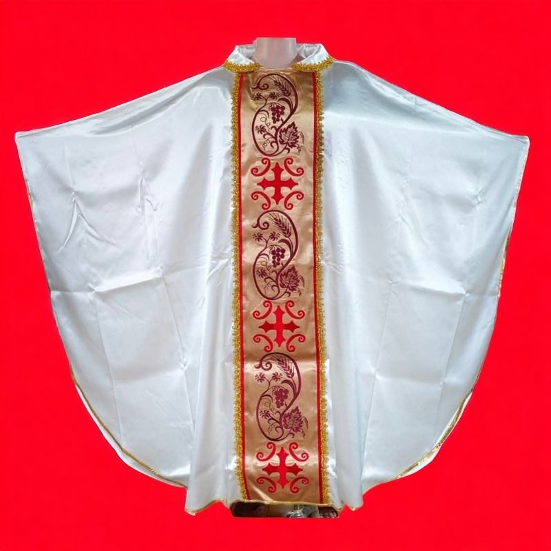 Jual Kasula Pastor/Romo Imam Katolik/Kasula Bordir Warna Putih | Shopee ...