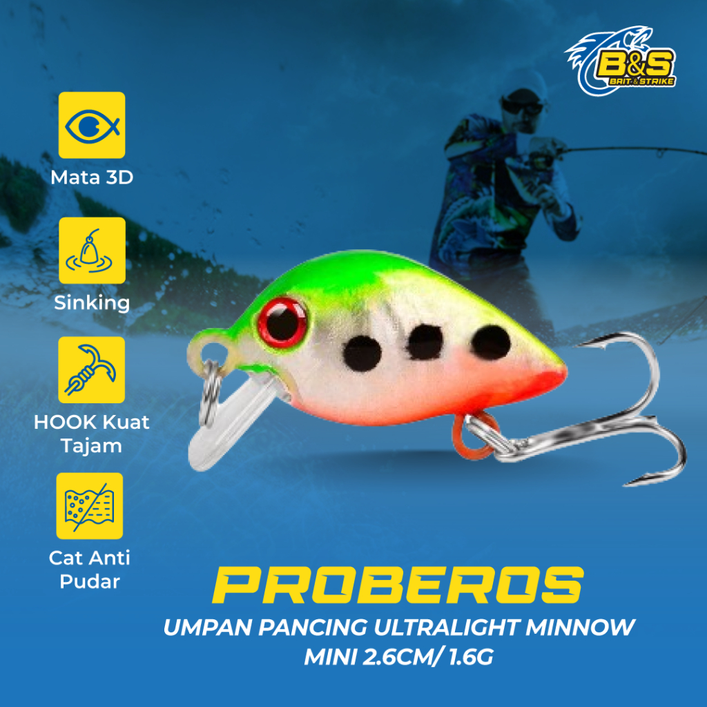 Jual PROBEROS Umpan pancing Ultralight lure minnow mini 2.6cm/1.6g umpan casting UL MN135 ...