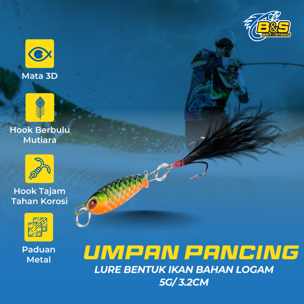 Jual Umpan Pancing bentuk ikan bahan Logam 5g/3.2cm 3D eyes MN096 ...