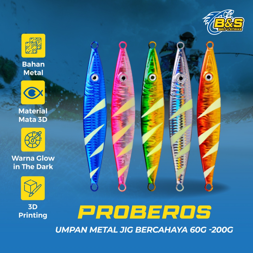 Jual PROBEROS Umpan Metal Jig Bercahaya 60-200G MJ048 | Shopee Indonesia