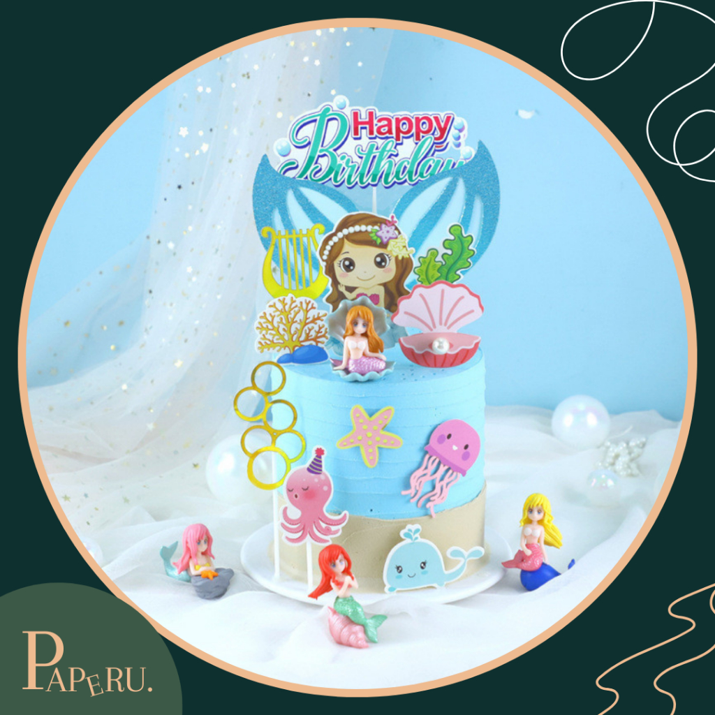 Jual Mermaid Underwater Sea Creature Cake Topper Dekorasi Kue Tema Ikan ...