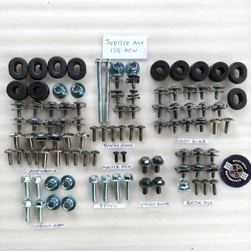 Jual Baut Jupiter MX 135 New Fullset Baut Motor Jupiter Fullbody Baut ...
