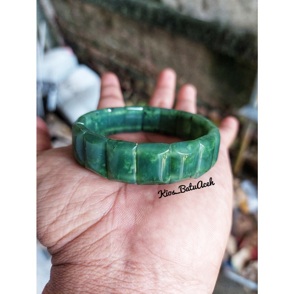 Jual Gelang Batu Giok Nephrite Jade Original Asli Aceh Cembung Cutting ...