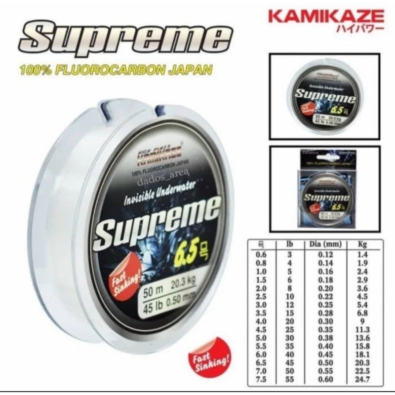 Jual Leader Supreme 100% Fluorocarbon / Leader Kamikaze Supreme Japan ...
