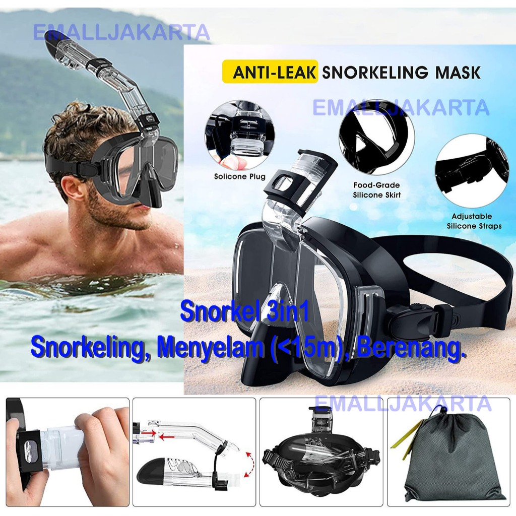 Jual Goggles Snorkel 3in1 Kacamata Renang kaca mata Selam Snorkeling ...