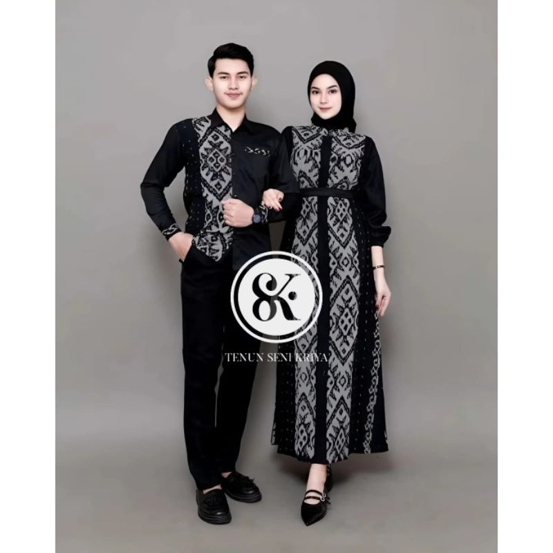 Jual (READY STOK) baju tenun couple Padma black - set couple baju tenun ...