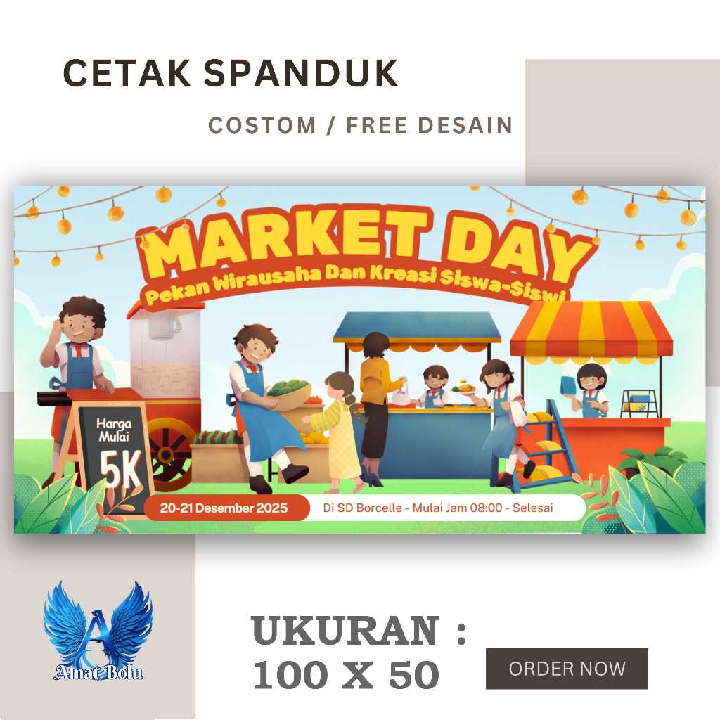 Jual Spanduk ,Banner MARKET DAY Ukuran 100X50 cm Costom Desain | Shopee ...