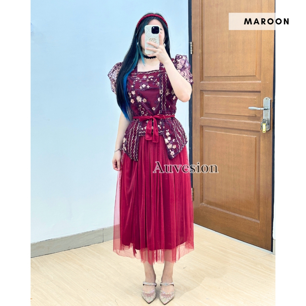 Jual 6280 Marina Square Neck Strap Combi Brukat One Set Wanita Pesta ...