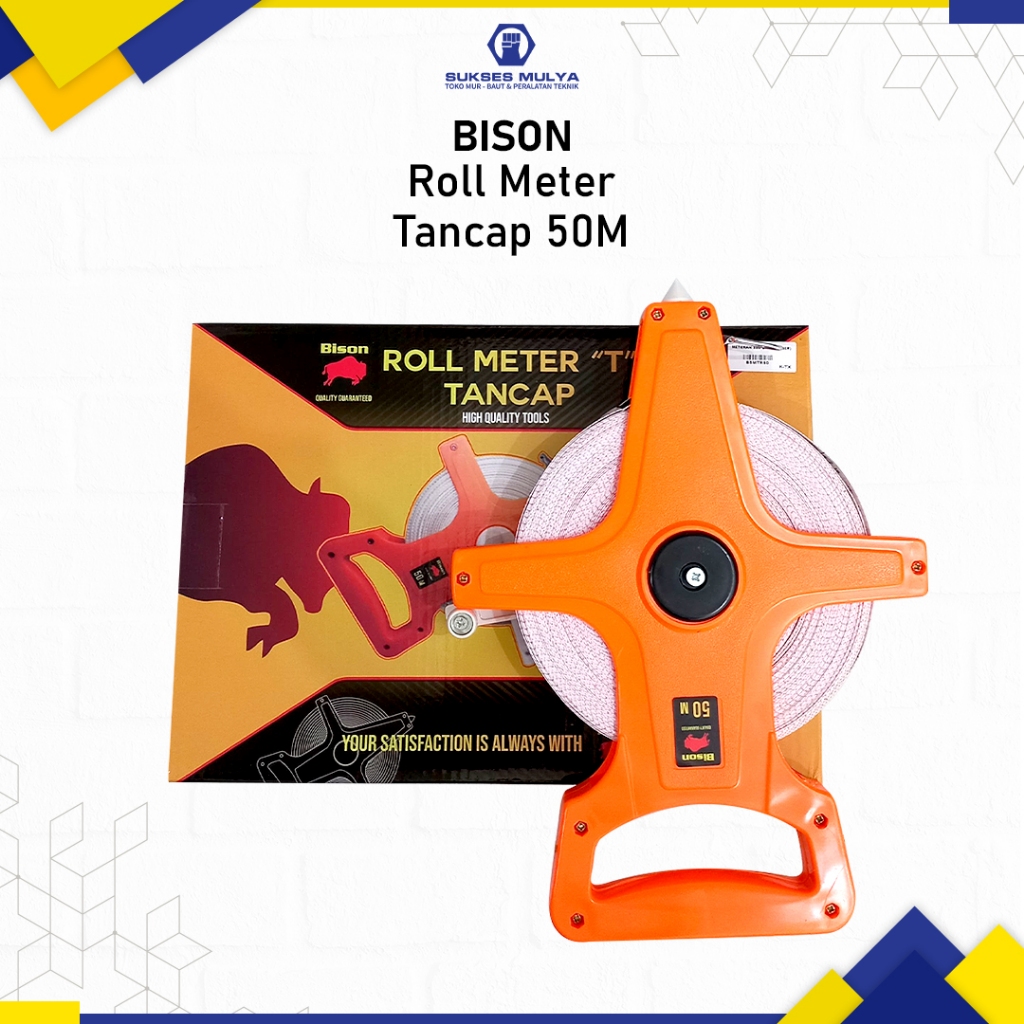 Jual BISON METERAN T 50 METER ALAT UKUR JALAN TANCAP TANAH GULUNG FIBER ...