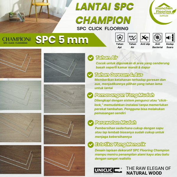 Jual Lantai SPC Flooring CHAMPION 5mm Click System + IXPE (1 box isi 2 ...