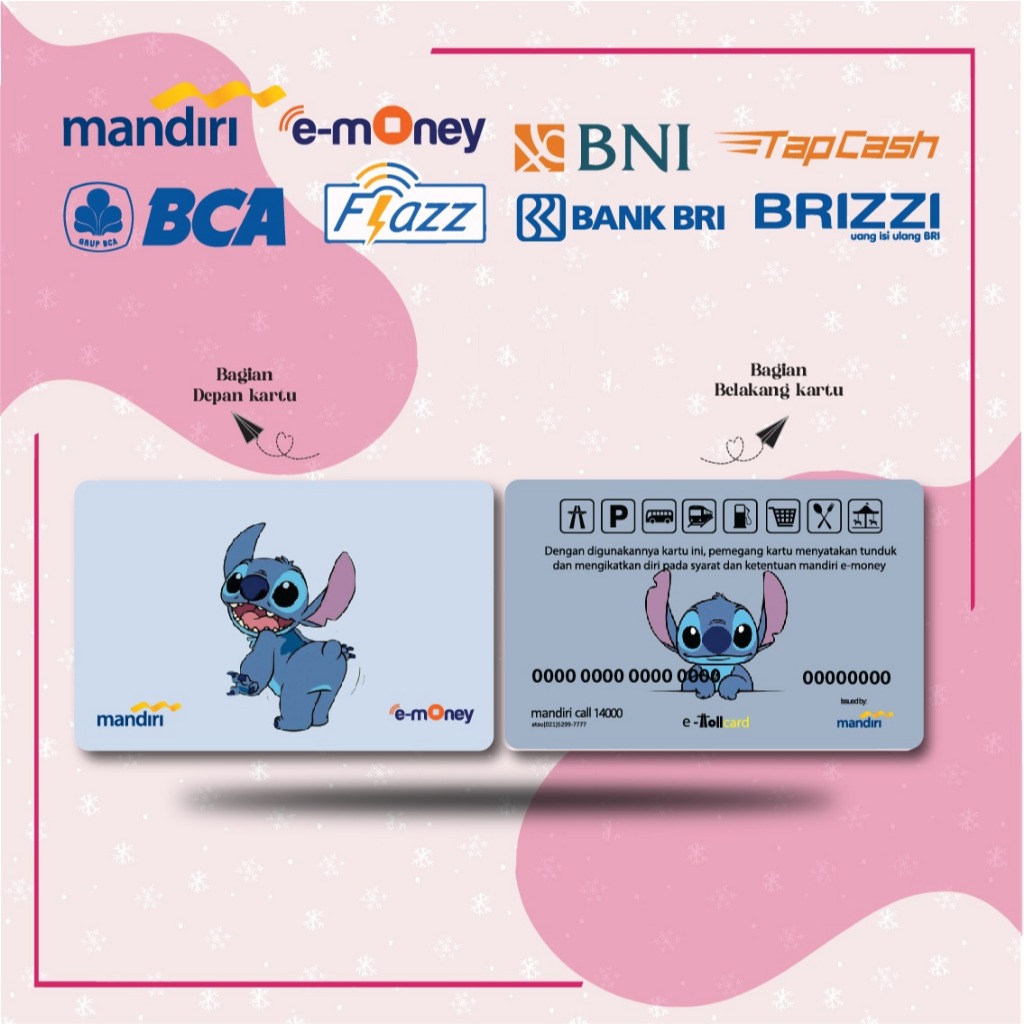 Jual KARTU EMONEY KARTUN STITCH BLUE CUTE E TOLL MANDIRI FLAZZ BCA GEN ...