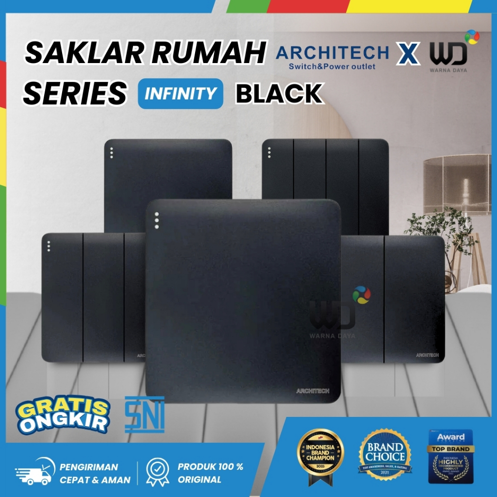 Jual ARCHITECH INFINITY A63 SAKLAR LAMPU 1 ARAH - BLACK | Shopee Indonesia