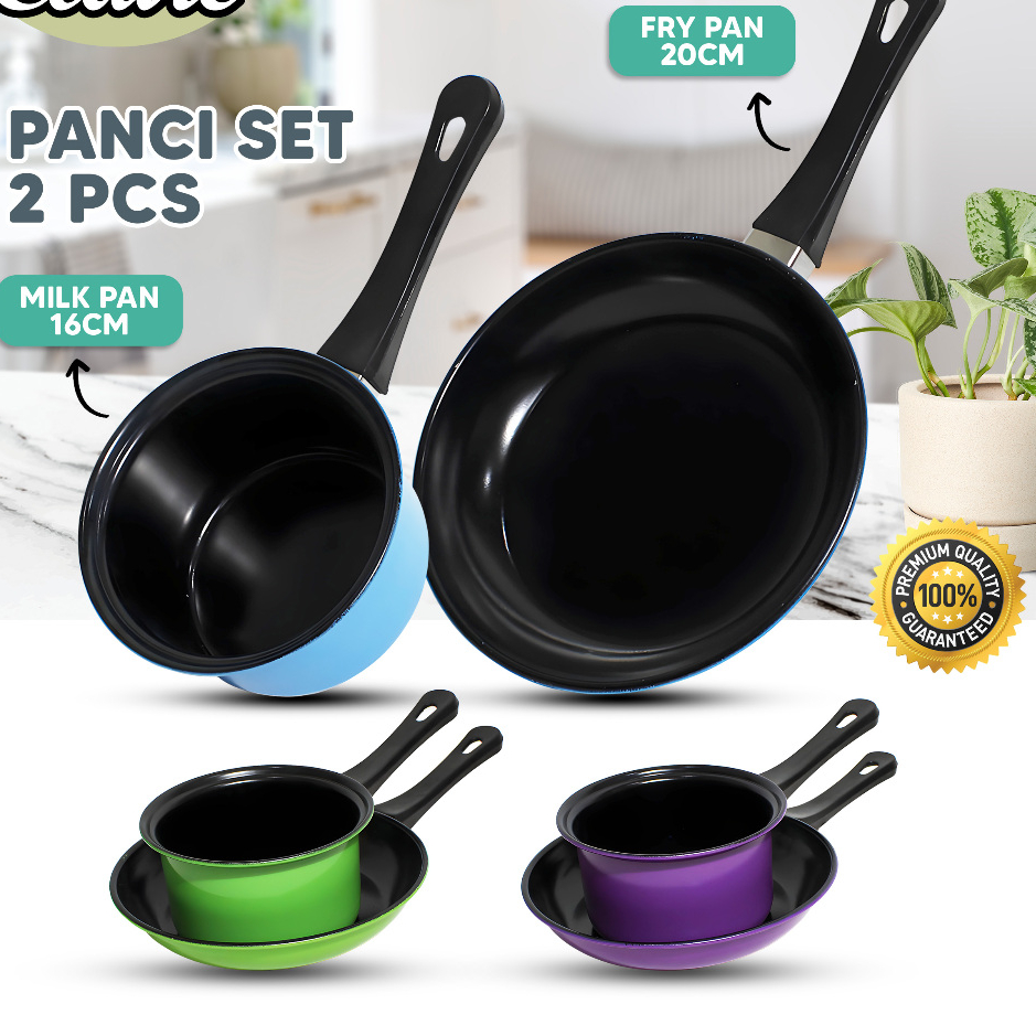 Jual Panci Set 2 Pcs Fry Pan 20CM Milk Pan 16CM / Panci Teflon 2in1 ...