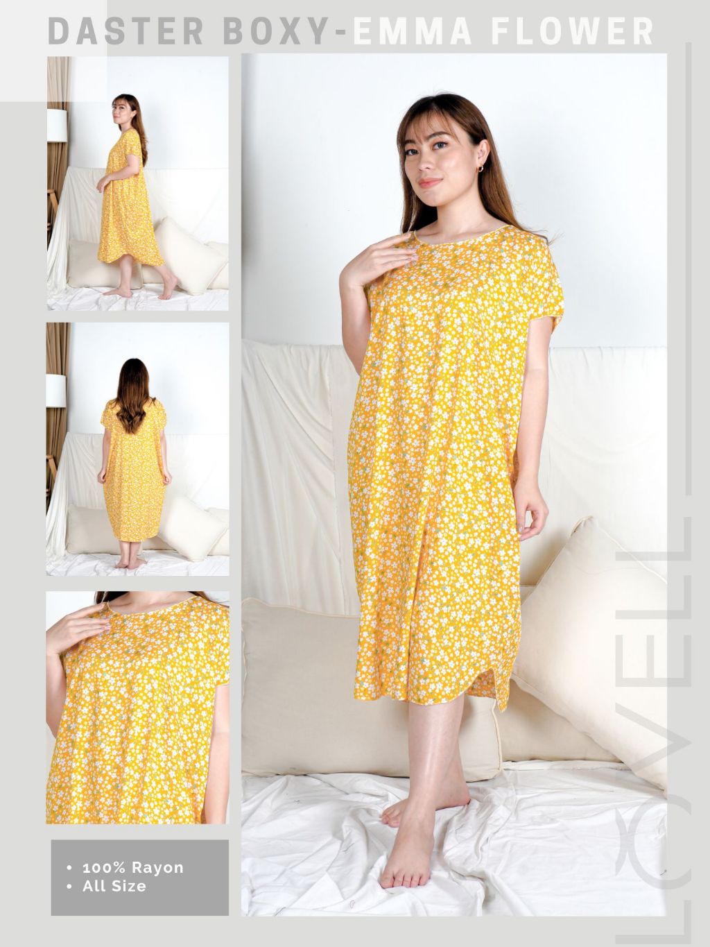 Jual HOMEWEAR - DASTER BOXY RAYON EMMA FLOWER | Shopee Indonesia