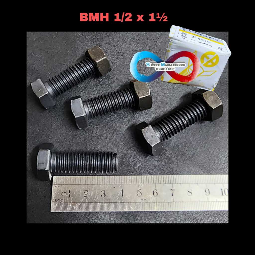 Jual BOX - Baut mur hitam (BMH) 1/2 x 1 1/2 inch ( Isi 60 pcs ...