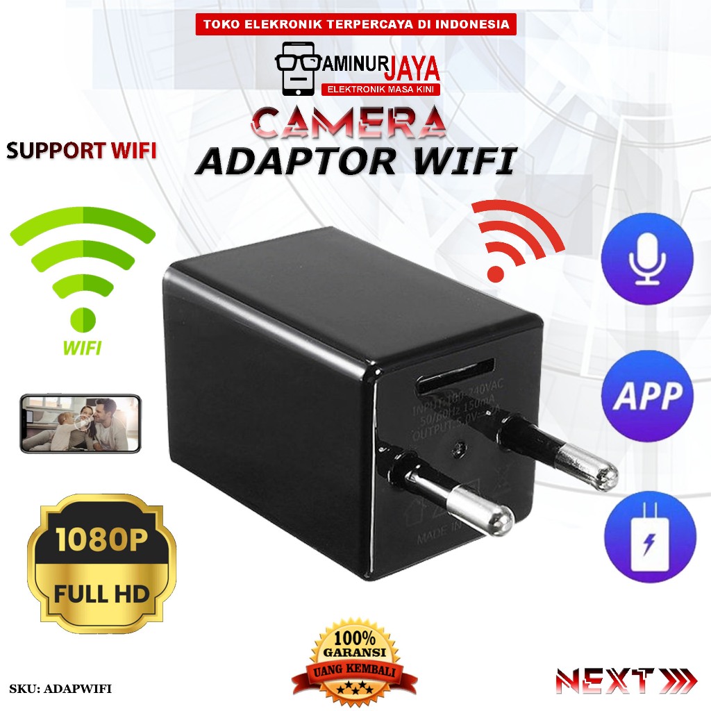 Jual Spy Camera Wifi Adapter Dual USB Port Charger Adaptor Kamera Full ...