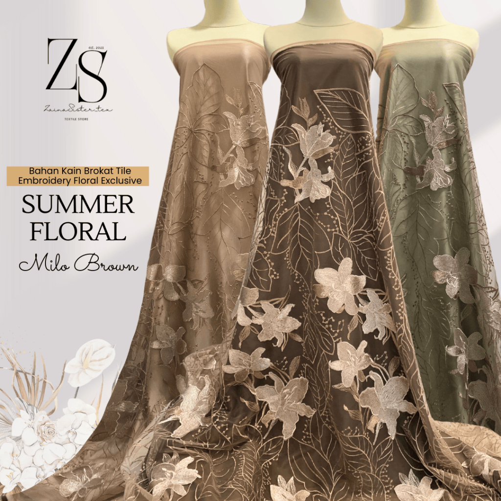 Jual 1/2 Meter Bahan Kain Kebaya Brokat Tile Embroidery Bordir Motif ...