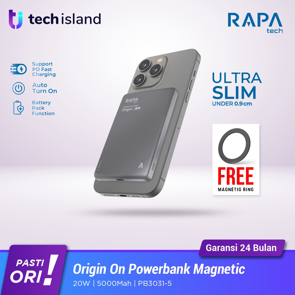 Jual RAPAtech Origin On Powerbank Magnetic Ultra Slim PD 20W Wireless ...