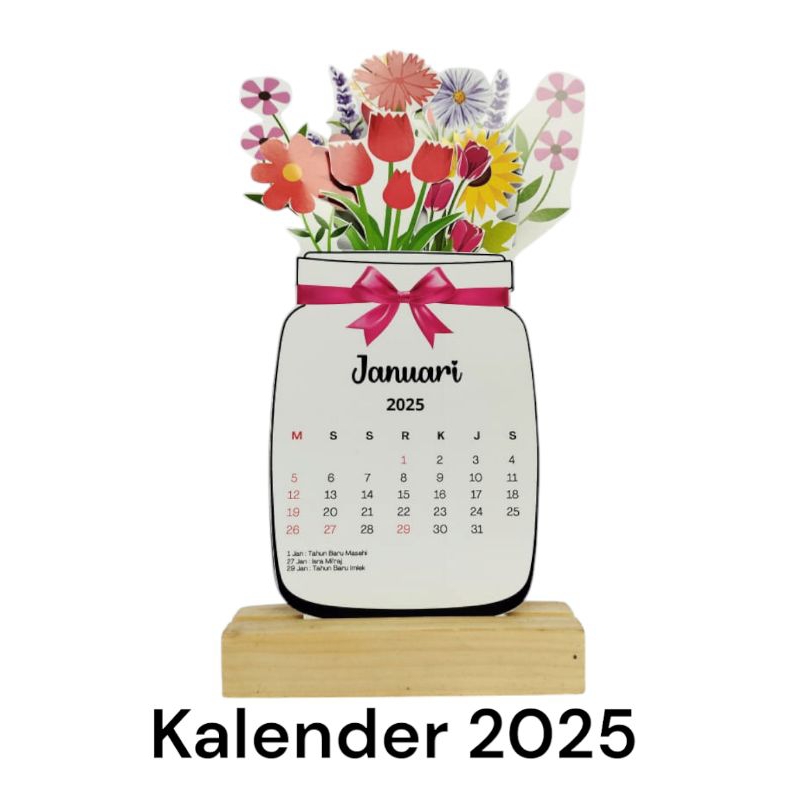 Jual Kalender Aestethic 2025 Model Bunga kalender meja ukuran A6 kado ...