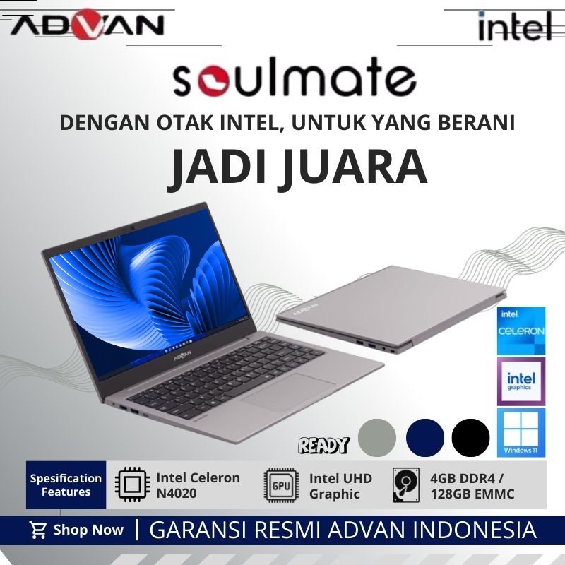 Jual Laptop ADVAN Soulmate Celeron N4020 4GB/128GB 14" HD Windows 11 ...