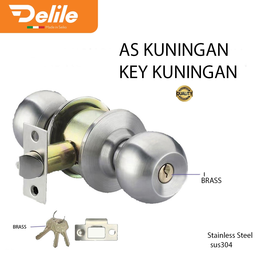 Jual GAGANG PINTU BULAT SUS 304 DELILE 587 SSET KUNCI BULAT WC/TOILET ...